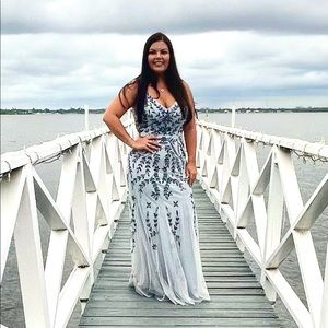 MARINA | Dresses | Marina Navy Deco Beaded Mesh Aline Gown | Poshmark